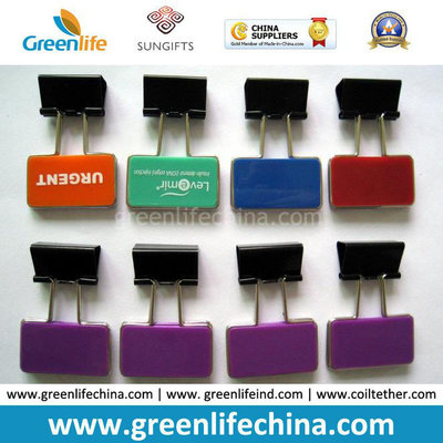 China olorful Rectangle Plastic Sheet W/Custom Logo Office Binder Clips supplier