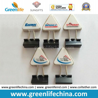 China Hot Sale Triangular Custom Logo Handle W/Metal Black Binder Clip supplier