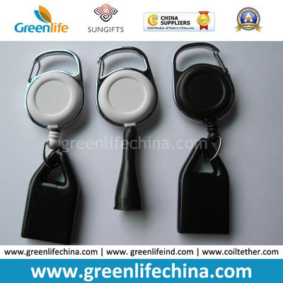 China Round Carabiner Plastic Badge Reel with Black Lighter Holder supplier