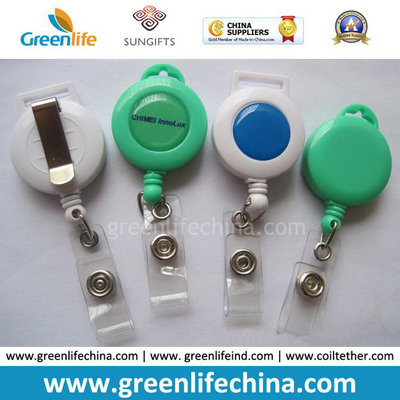 China Custom Colored Plastic Retractable Badge Reel W/Clear Strap supplier