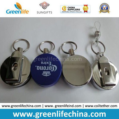 China Metal Round ID Badge Reel with Belt Clip&amp;Key Ring supplier