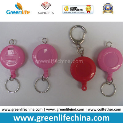China Pink/Red Lovely Retractable Key Reel Holder Custom Accessory supplier