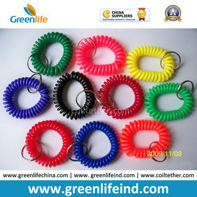 China Best Quality Plastic PU Wrist Key Coil W/Split Ring supplier