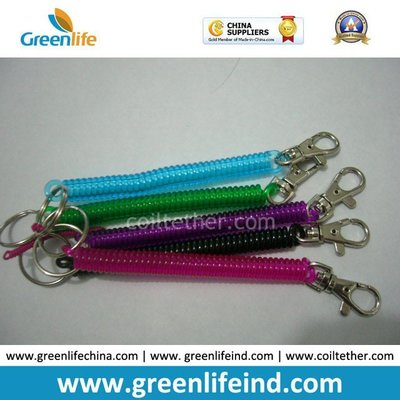 China Plastic Expanding Spiral Key Chain in Translucent Colors supplier