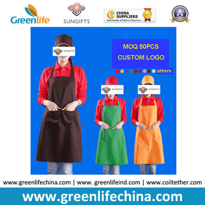 China Wholesale hot selling plain colors advertisment unisex aprons for kitchen ready for logo supplier