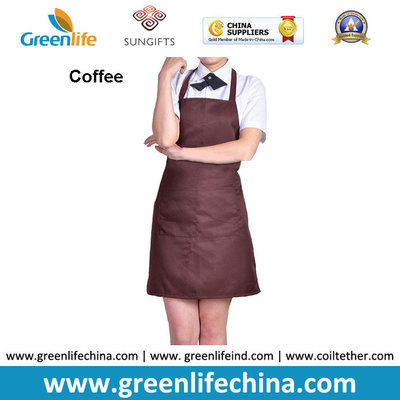 China Dirty resistant coffee color unisex working apron with 2pockets for coffee shop waiters supplier