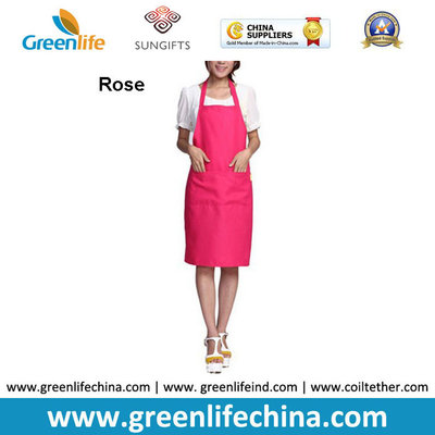 China Plain stock aprons OEM rose color imprinted aprons for advertisment eco-friendly fabric supplier