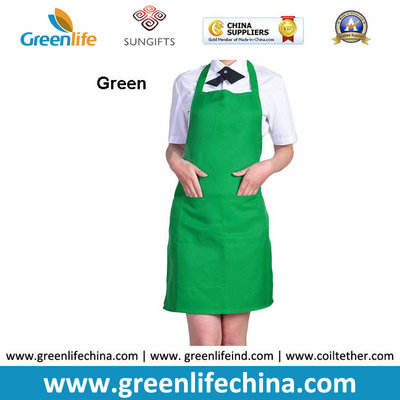 China Fashion lovely peak green kitchen cooking apron advertisment promotional apron with logo supplier