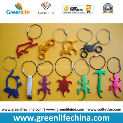 China Hot Selling Metal Bottle Openers w/Stainless Steel Loop Key Chain Holders supplier