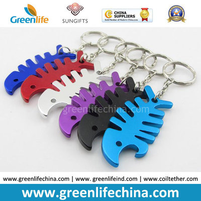 China Colorful Custom Cheap Bulk Blank Aluminum Metal Beer Keychain Bottle Opener w/Key Ring supplier