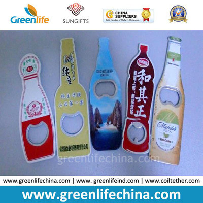 China Metal Material Bottle Shape Advertising Full Colors Printing Bottle Beear Opener Gifts supplier