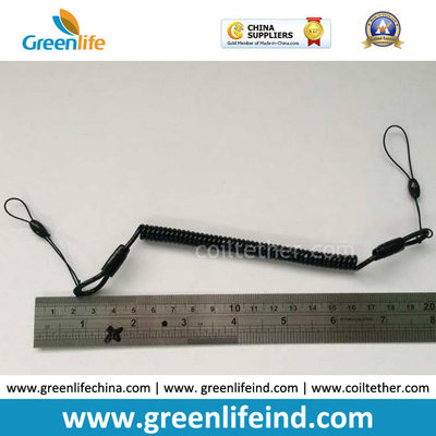 China Plastic Black Slim Coiled Lanyard Pen Tether Stop Lost Cable supplier