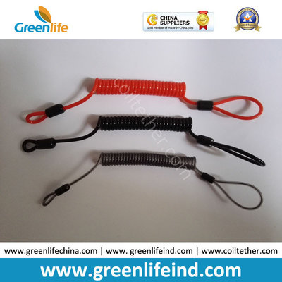 China Retention Rope Customized Color/Size W/Loop&amp;Crimp Strong Wire Coil Lanyard supplier