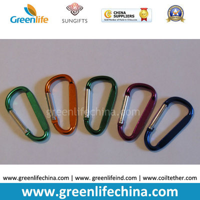 China Promotional gifts aluminium D-shaped camping carabiner different colors available in stock supplier