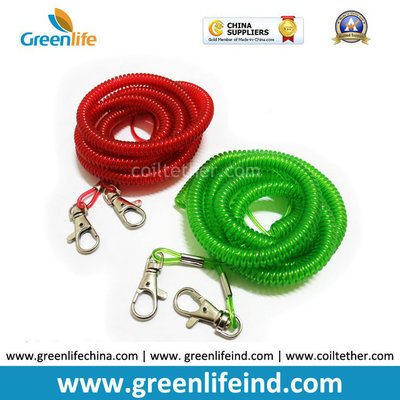 China Hot Selling Red Green Long Fishing Spring Coiled Lanyard Tether supplier