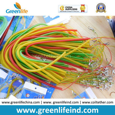 China Promotional Colorful Wire Core Spiral Cord Fishing Tool Lanyard supplier