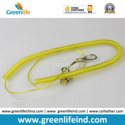 China Yellow Retractable Clip Elastic Plastic Coil Cord Rope Strap Lanyard supplier