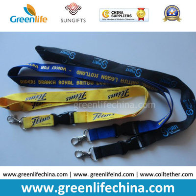 China Eco-friendly knitted polyester flat customized lanyard with metal hook or swivel hook supplier