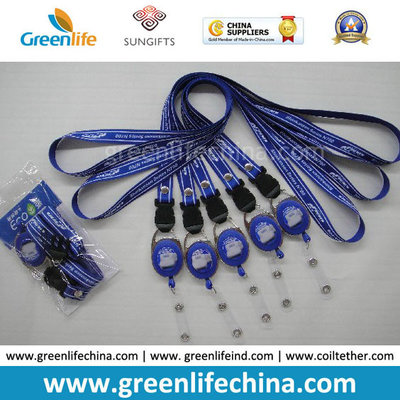 China Breakaway neckwear smooth polyester custom printed satin lanyard and round badge reel holder combo supplier