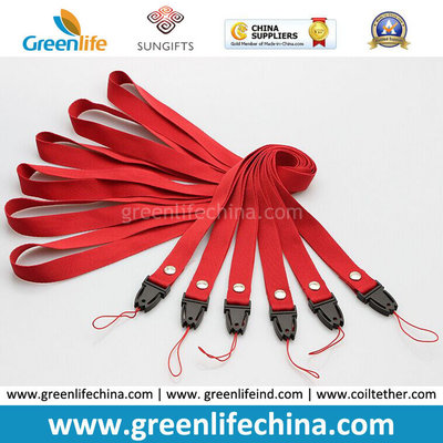 China Badge Lanyard Holder Plain Red Polyester Flat ID Safety Neck Tethers supplier