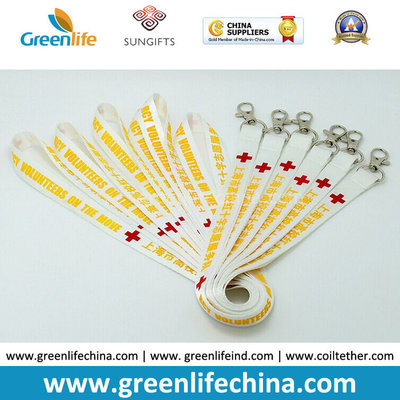 China Neckwear ID Badge Safery Product White Wide Polyester Custom Printed Lanyard w/Snap Hook supplier