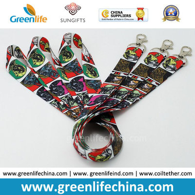 China Promotional Custom Polyester Neck Lanyards Fashionable Full Heat Transfer Printing supplier