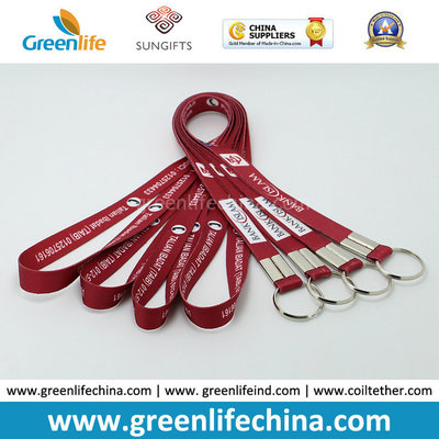 China Fashion Design Eco-friendly Logo Flat Lanyard with Split Key Ring Factory Directly Cheap Price supplier