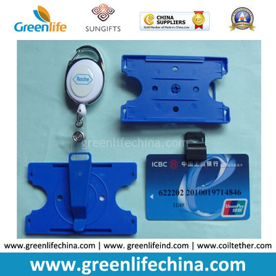 China Factory Direct Sale Fasion Cheap Hard Plastic Colourful Hard ID Card/Credit Card Holder w/Badge Reel Combo supplier