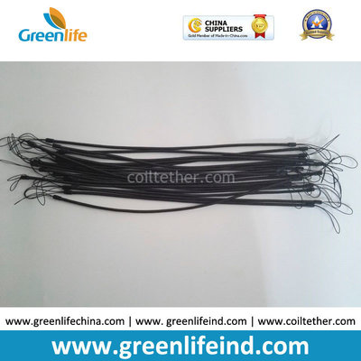 China TPU Cord 1.2MM Unextended Length 30CM Black Nylon String 5CM Height on Two Ends Stop-drop Coil Lanyards supplier