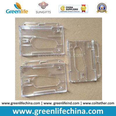 China Double Cards Type Plastic Transparent Clear ID Business Card Badge Holders Ready for Lanyard supplier