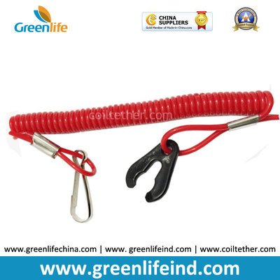 China Popular Sales Solid Red Safety Durable Spiral Coil Rope Stretched 1M Outboard Motor Killcord supplier