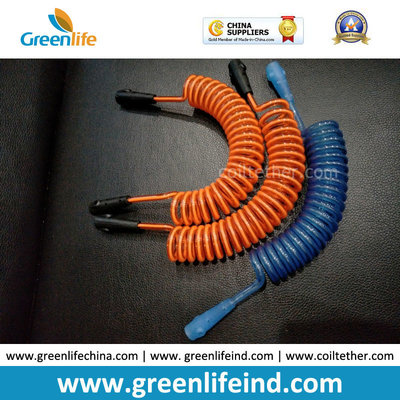 China Custom Orange/Blue Anti-lost Spring Lanyard Semi-finished Tethers w/Connectors supplier