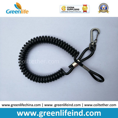 China Elastic Spiral Construction Field Stopdrop Tooling Coil Lanyard Cable w/ Press-in Hook supplier