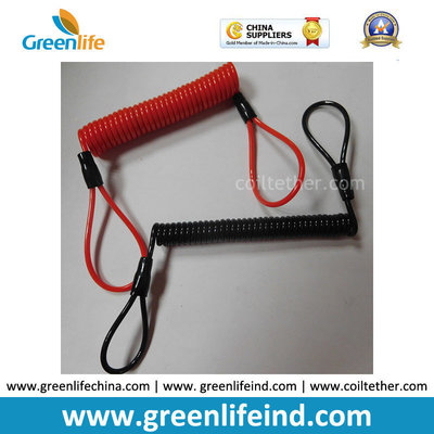China Red/Black Custom Size Plastic PU Covered Wire Core Anti-theft Warning Coiled Cables supplier