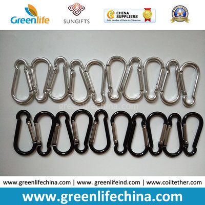 China Alumium Gourd Shape Silver/Black Carabiner Hooks 6CM Length supplier
