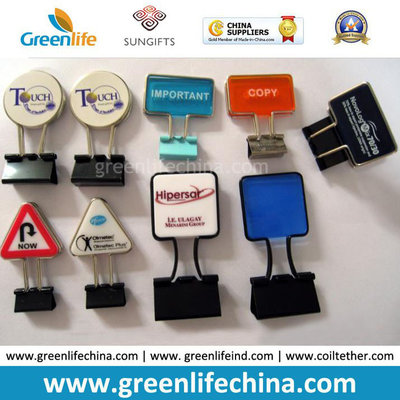 olorful Rectangle Plastic Sheet W/Custom Logo Office Binder Clips supplier