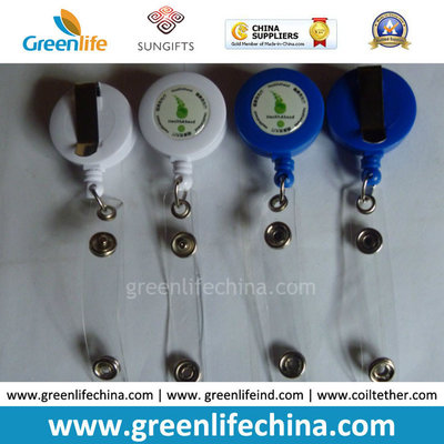 Custom Colored Plastic Retractable Badge Reel W/Clear Strap supplier