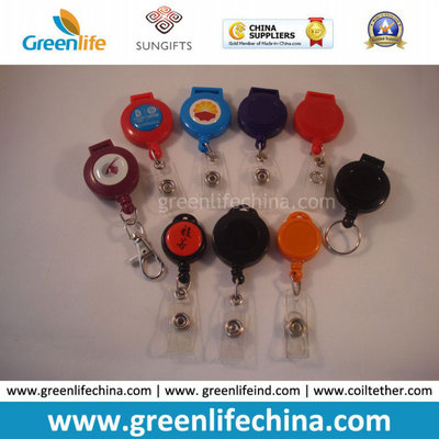 Custom Colored Plastic Retractable Badge Reel W/Clear Strap supplier