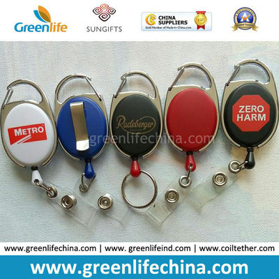 Customized Silk Screen Printing Oval Carabiner Strong Badge Reel Holder supplier