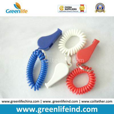 Promotional Gift Colorful Best Wrist Strap Coil W/Plastic Whistle supplier