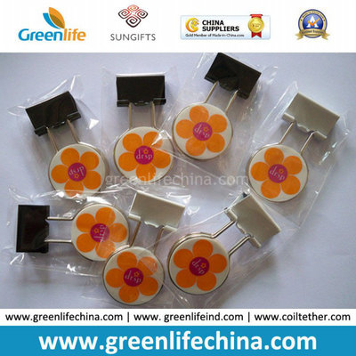 Custom Logo on Round Panel Office Binder Clip Holders supplier