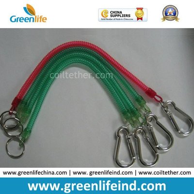 Colored Carabiner Clip&amp;Nylon Strap W/Long Slim Spring Coiled Tether supplier