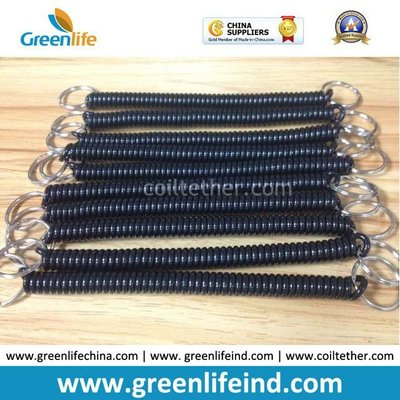 Plastic Spiral Elastic Coil Cord Black Color W/Key Rings2pcs supplier