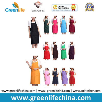 Wholesale hot selling plain colors advertisment unisex aprons for kitchen ready for logo supplier