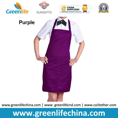 Top quality purple apron with front proket custom printing logo for company advertisment supplier