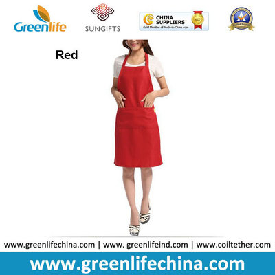 Hot sale popular red color custom advertising apron for sales promotion cheap China price supplier