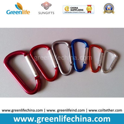 Manufacture flat D-shaped mini carabiner orange/green/red/black/yellow color cheap price supplier