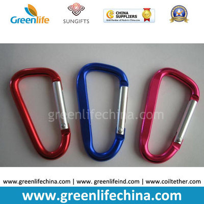 Manufacture flat D-shaped mini carabiner orange/green/red/black/yellow color cheap price supplier