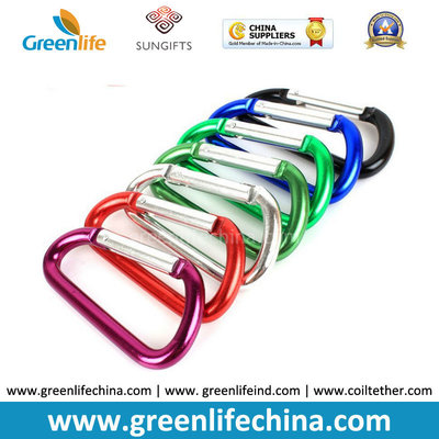 Manufacture flat D-shaped mini carabiner orange/green/red/black/yellow color cheap price supplier