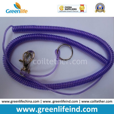 Transparent Red Vinyl Coated Steel Coil Tether Leash Safety Rope supplier